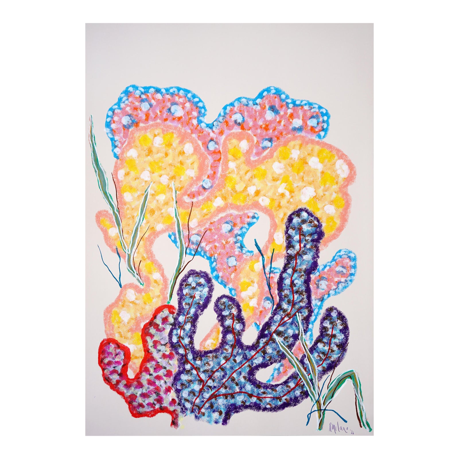 2026, Illustration Style Painting of Fractal Sea Sponges, Gouache ...