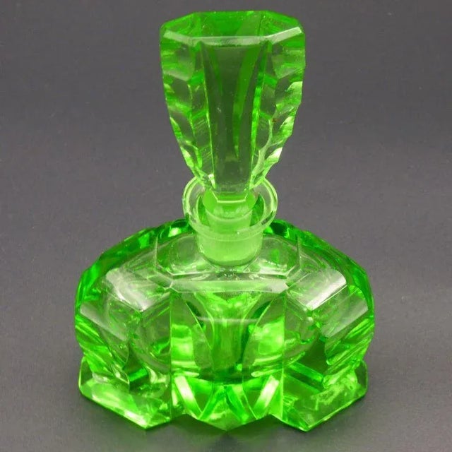 Green Art Deco Glass Flacon, 1930s | Chairish
