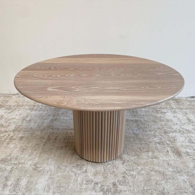 Custom White Oak Reeded Base Dining Table | Chairish