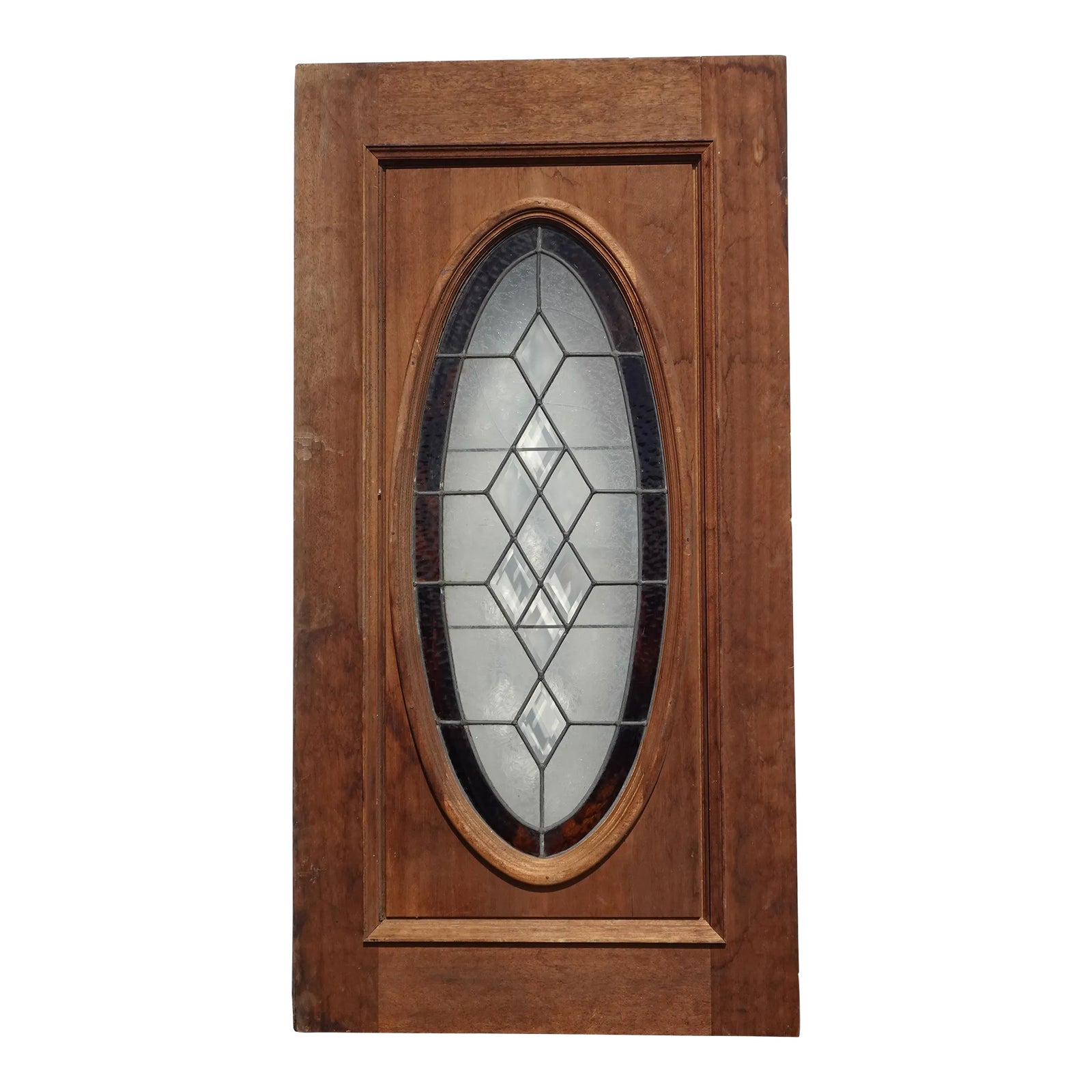 Large Antique Early American Door Panel Insert With Leaded Glass | Chairish