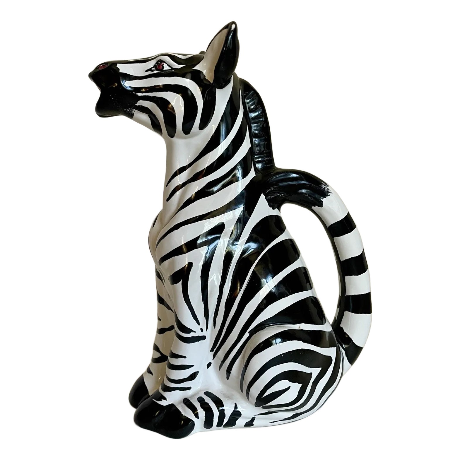 1975 Remo Ceramic Zebra Pitcher Made in Italy | Chairish