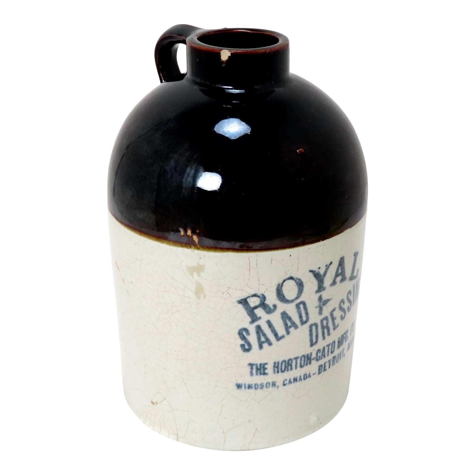 Antique American Stoneware Blue Decorated Salad Dressing Advertising ...