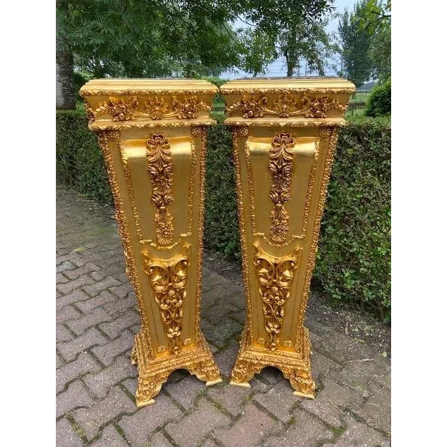 Pair of Vintage 1960s French Louis XVI Style Pedestal Columns in Gold ...