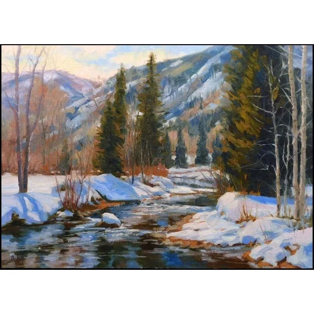Robert Bob Rohm "Roaring Fork River Winter" Original Oil Landscape ...