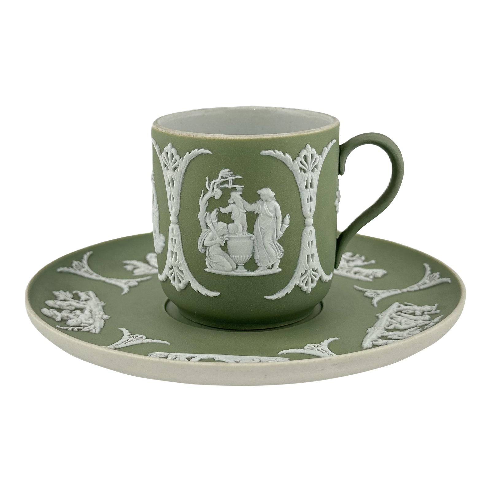1940s Wedgwood Celadon Demitasse Cup & Saucer – Neoclassical Bas-Relief ...