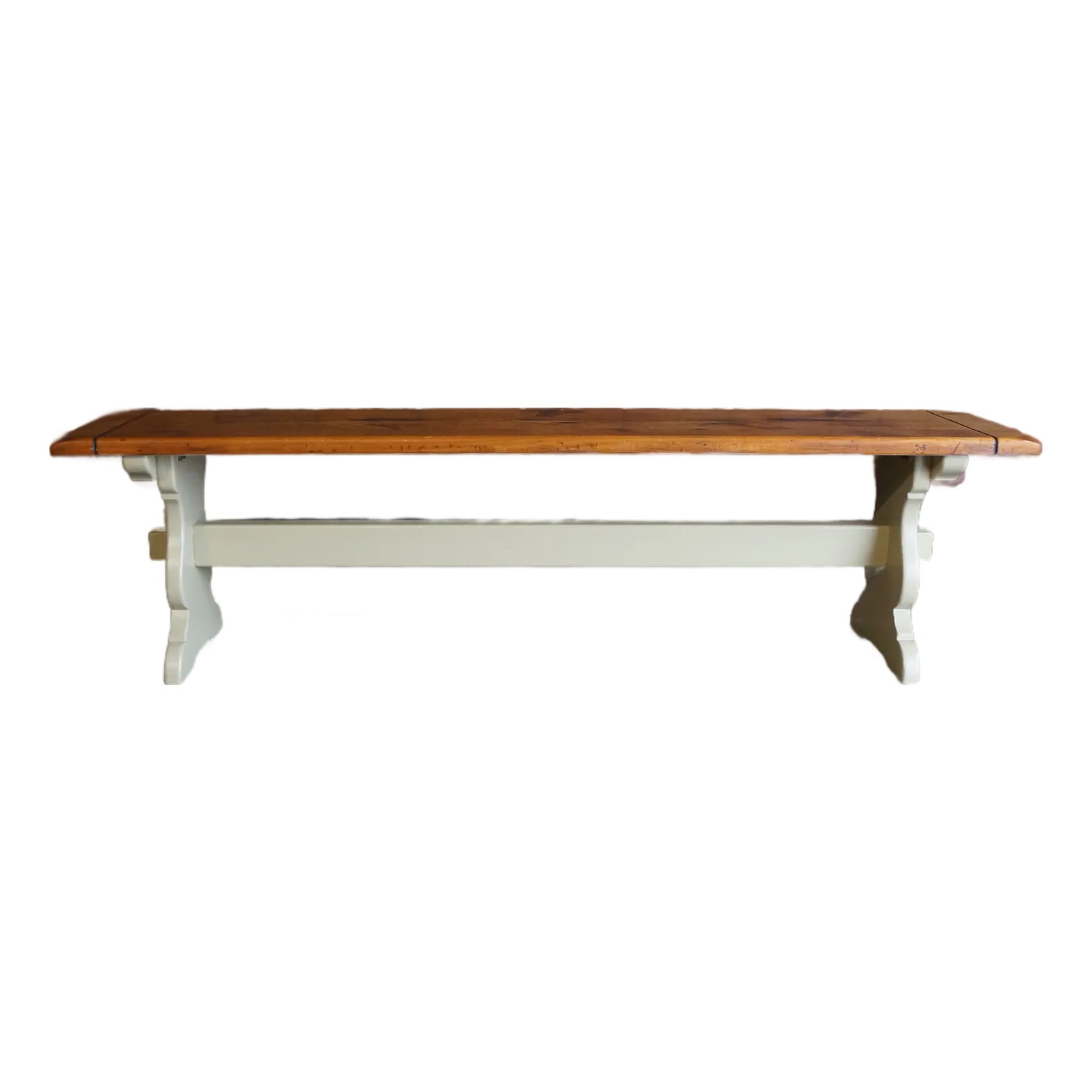 Ethan Allen Antique Pine Trestle Bench | Chairish