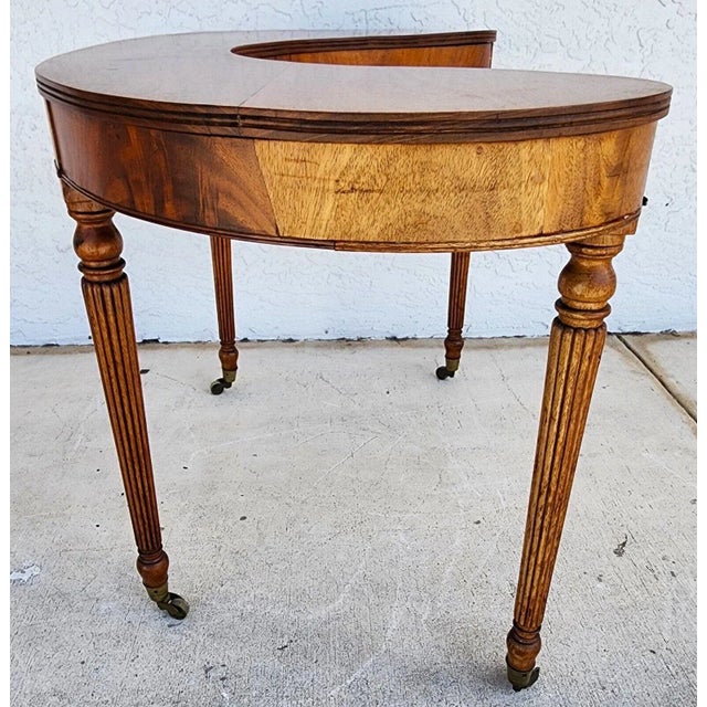 Wood Console Table Desk Mid Century Kidney Horseshoe Shape | Chairish