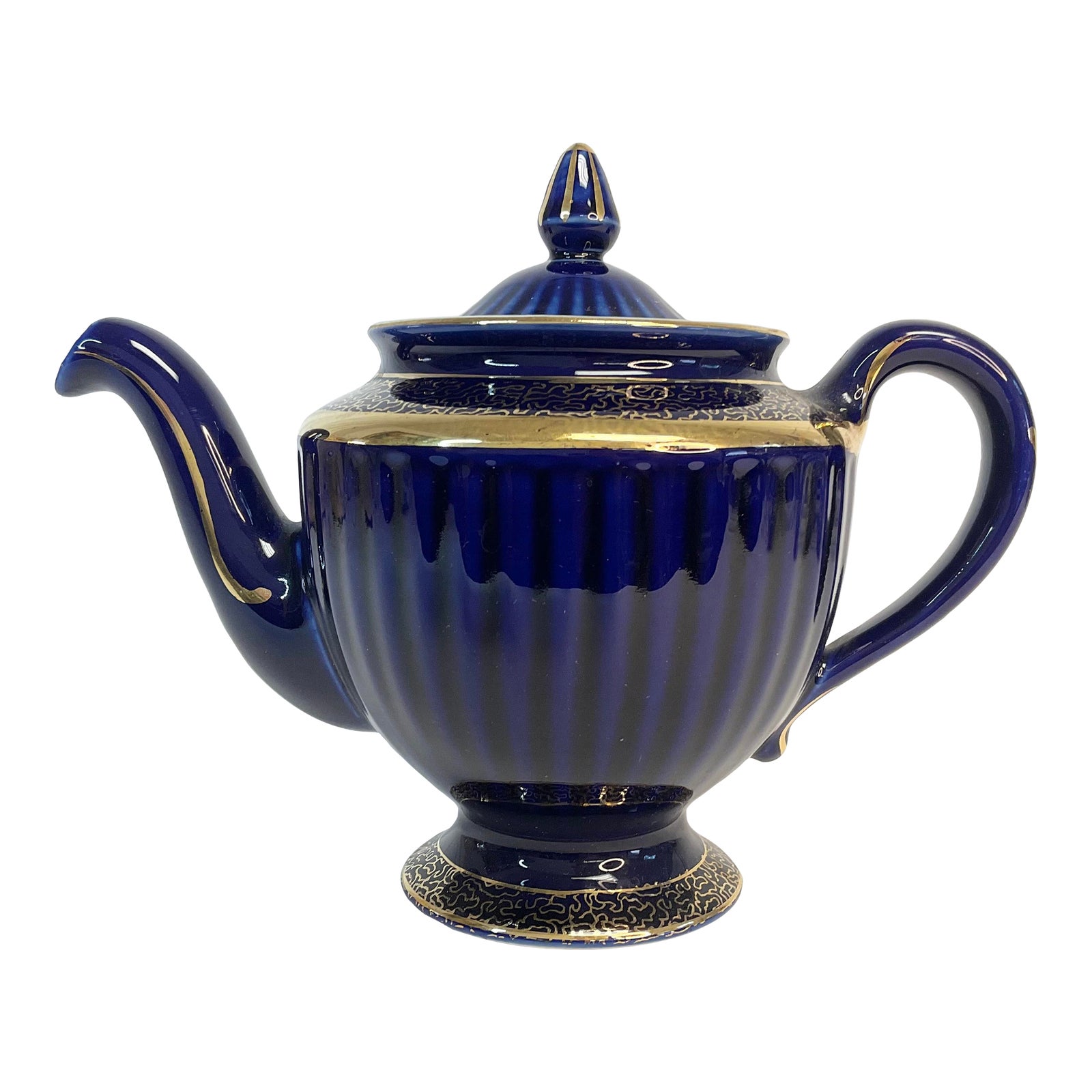 1950s Vintage Art Deco Hollywood Regency Cobalt Tea Pot, Hall China ...