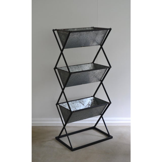 Industrial Three Tier Wrought Iron and Steel Stand | Chairish
