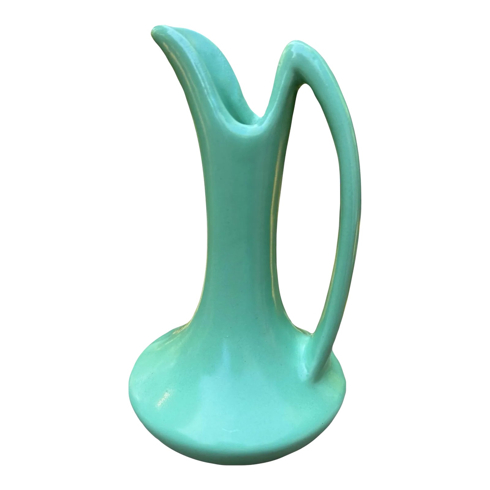 Niloak Pottery Green Ewer Pitcher Vase Late 1930-1940 | Chairish