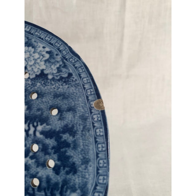 Staffordshire Blue and White Monopteros Pattern Meat Drainer | Chairish