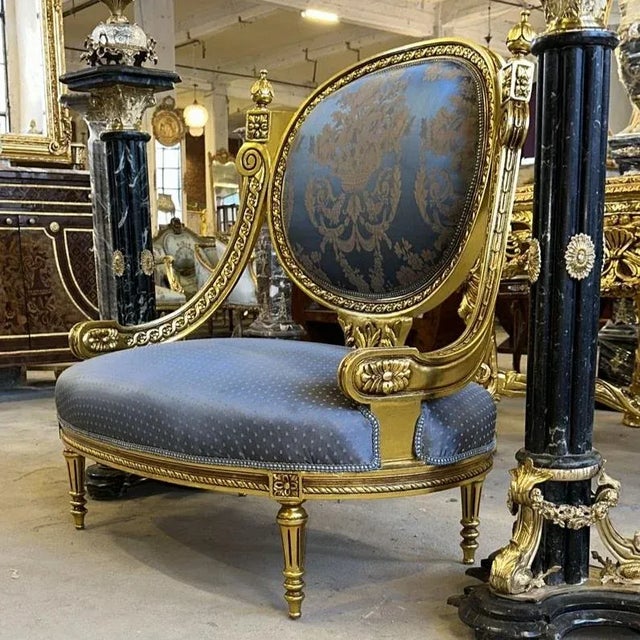 Rococo Style Big Chair With Gold Details | Chairish