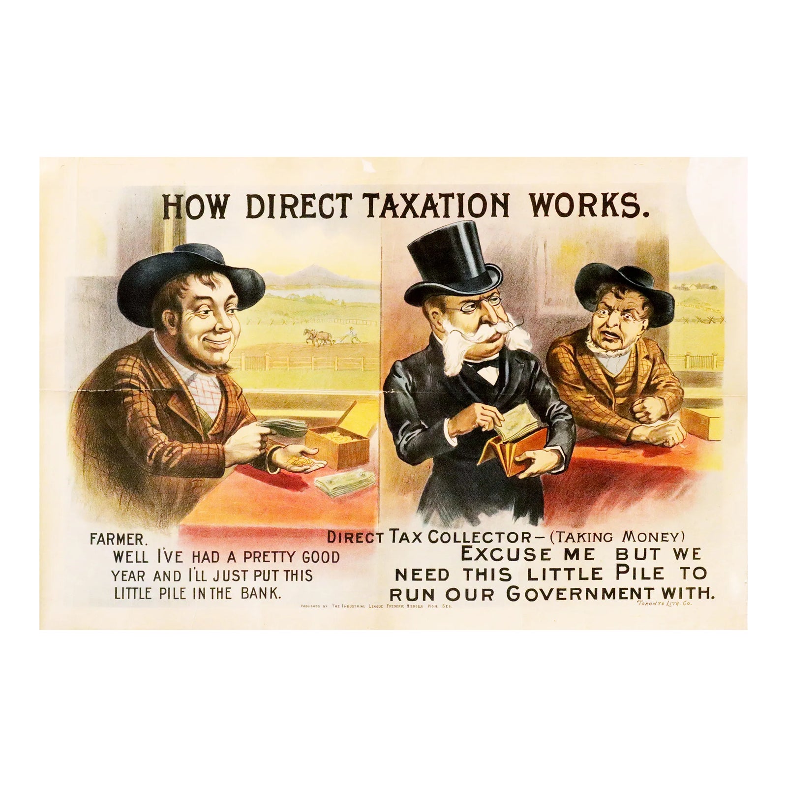 1897 Original Canadian Poster, Canadian Taxation Poster - How Direct ...