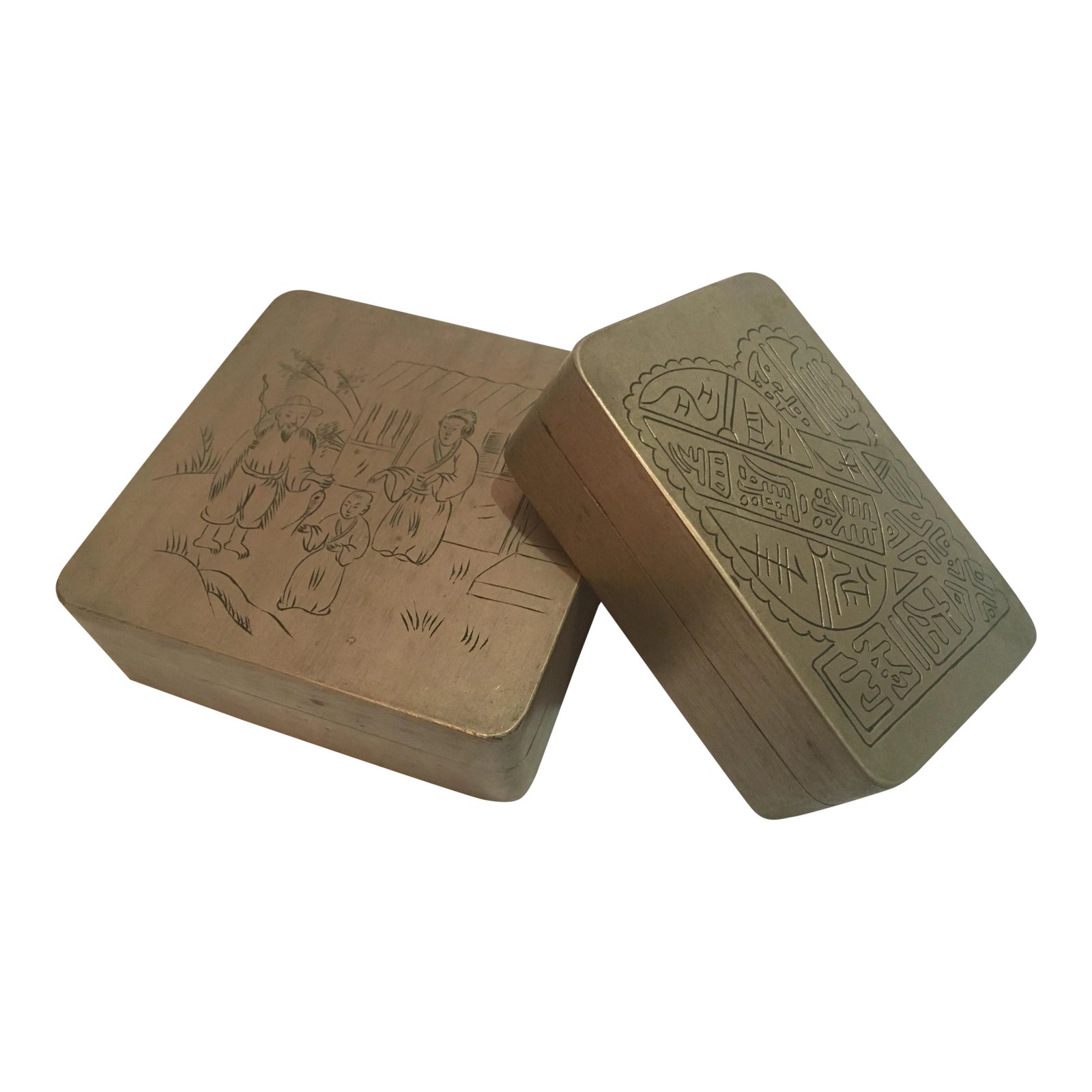 Japanese Meiji Inscribed Scholars Ink Wells - a Pair | Chairish