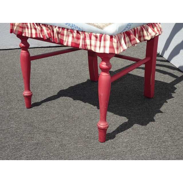 Set of Four Red French Country Ladderback Dining Chairs W Hen Fabric ...