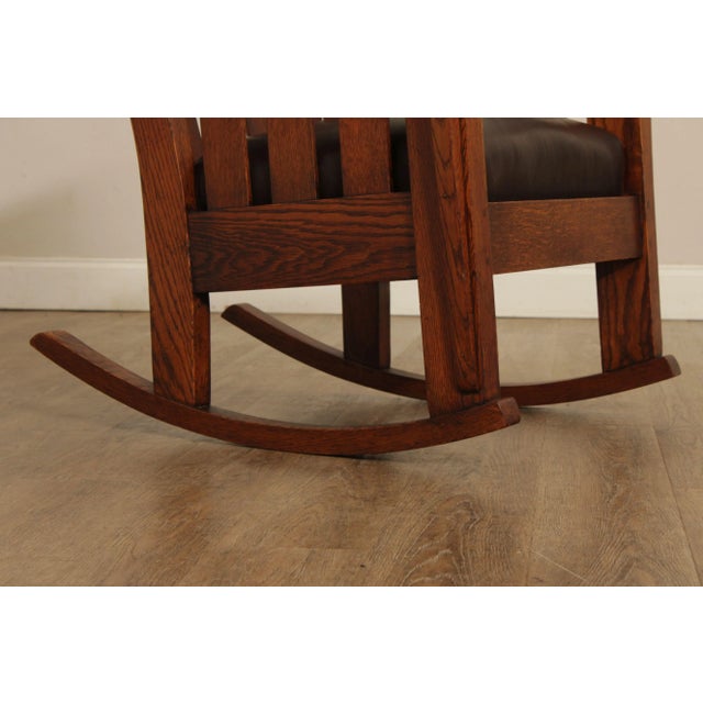 Antique Mission Oak & Leather Rockers Attributed to Harden - A Pair ...