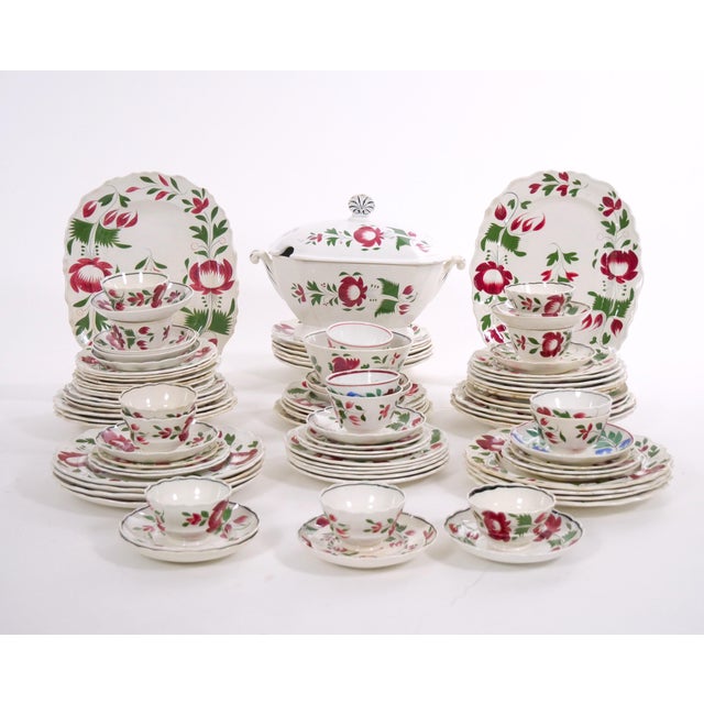 Beautiful American Adams Rose Ironstone Dinnerware Set | Chairish