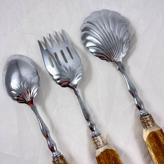 Sheffield English Stag Antler Handled, Sterling Silver Capped Table ...