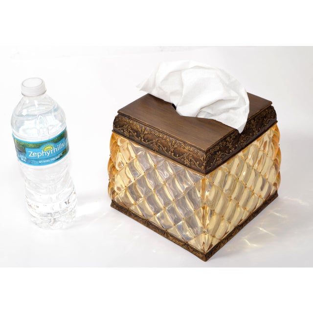 Vintage Gold Resin Lucite Tissue Box Cover | Chairish