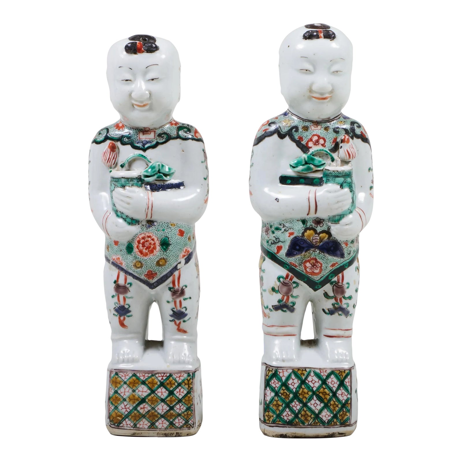 Antique 18th Century Chinese Export Famille Vert Porcelain Ho Ho Boy ...
