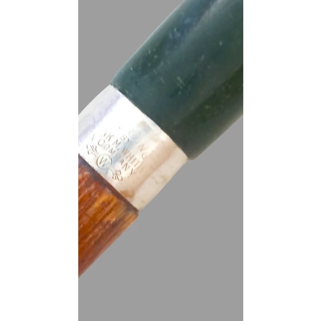 1940s Walking Cane With Handle in Jade Stone Wood Stick and Sterling ...