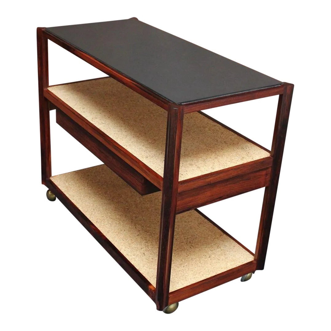 Mid-Century Modern Rosewood and Cork Bar Cart by Roger Sprunger for ...