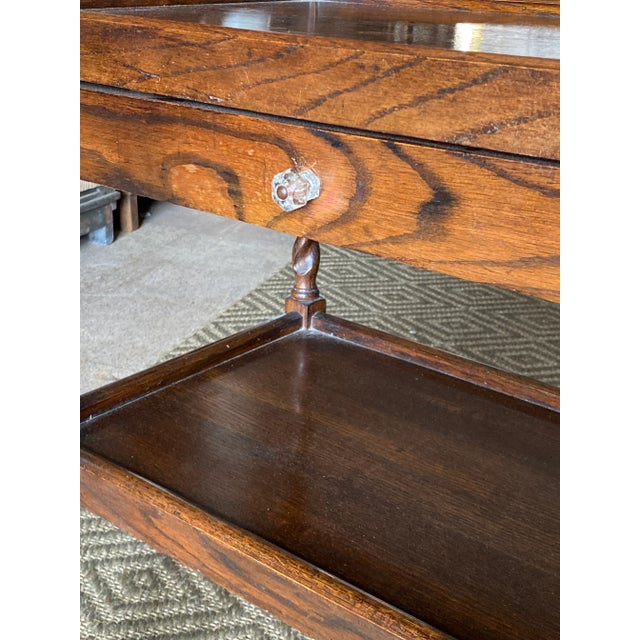 Antique English Tea Trolley Drinks Cart Oak Barley Twist | Chairish