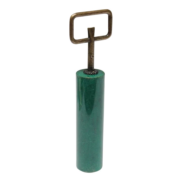 Vintage Italian Malachite Green Goatskin and Brass Bottle Opener by ...