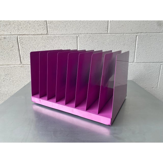 1970s 8 Slot Paper Organizer Refinished in Magenta | Chairish
