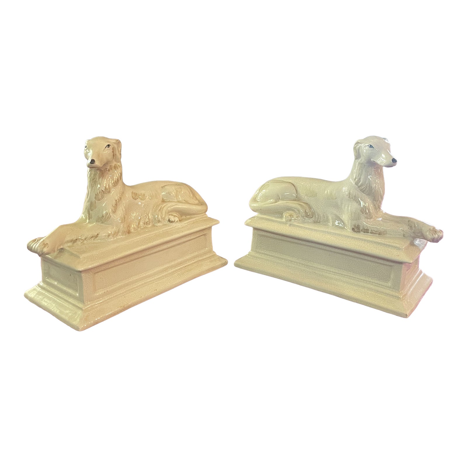 Pair of Mid-Century Italian Ceramic Greyhound Whippet Dogs Mantel ...