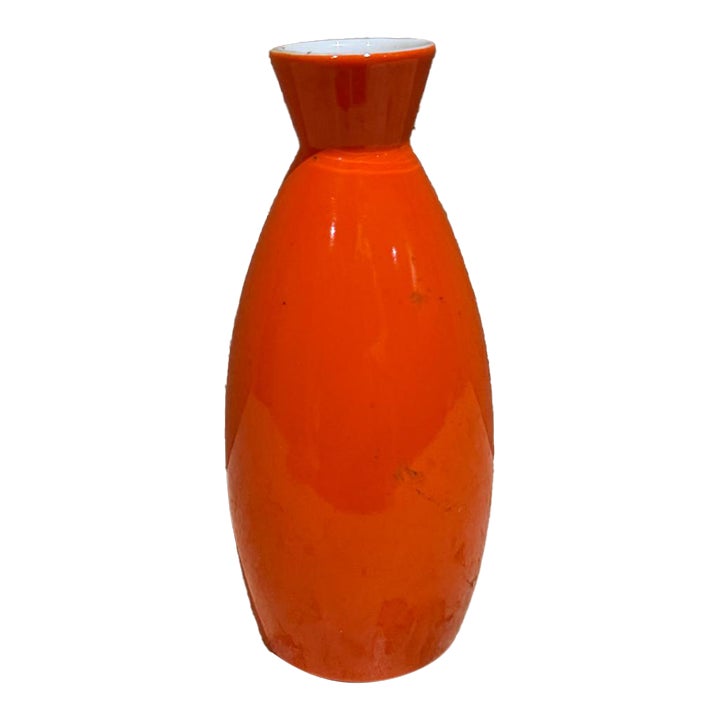 1960s Minimalist Orange Vase Sake Bottle Japan | Chairish