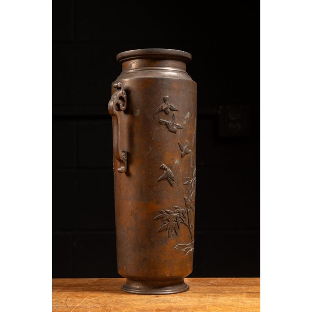 Late Meiji Era Kachō-Ga Bronze Vessel | Chairish