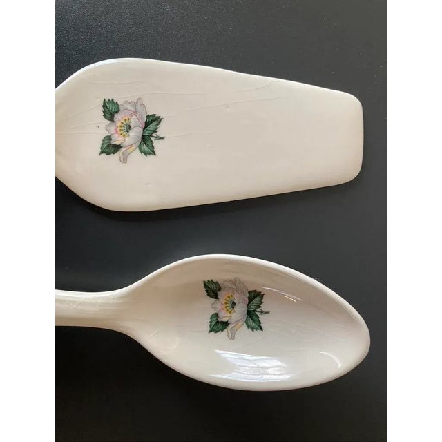 Mid 20th Century Ivory Floral Porcelain Serving Spoon and Pie Cake ...