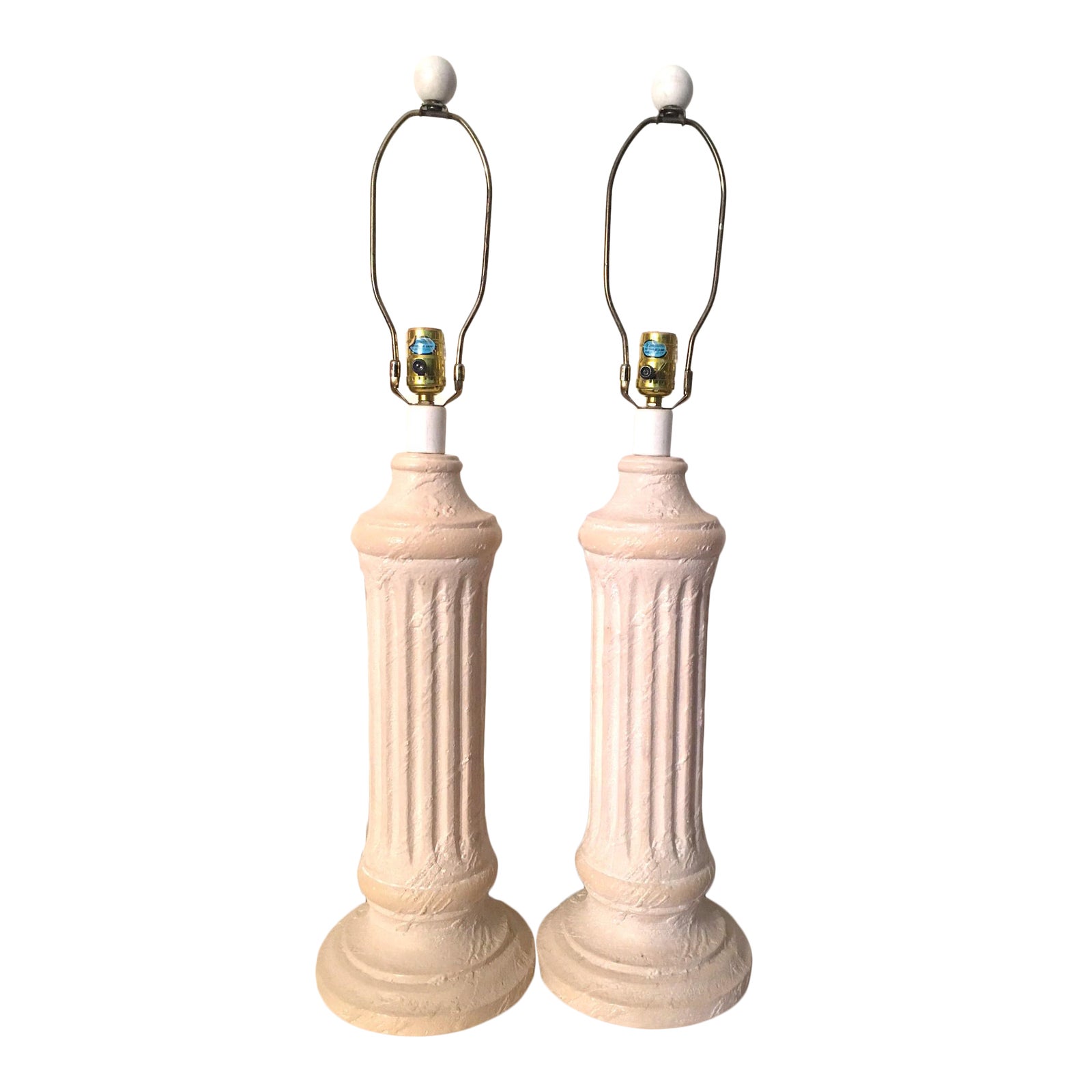 1980s Neoclassical Doric Column Pillar Roman Greek Plaster Lamps - a ...