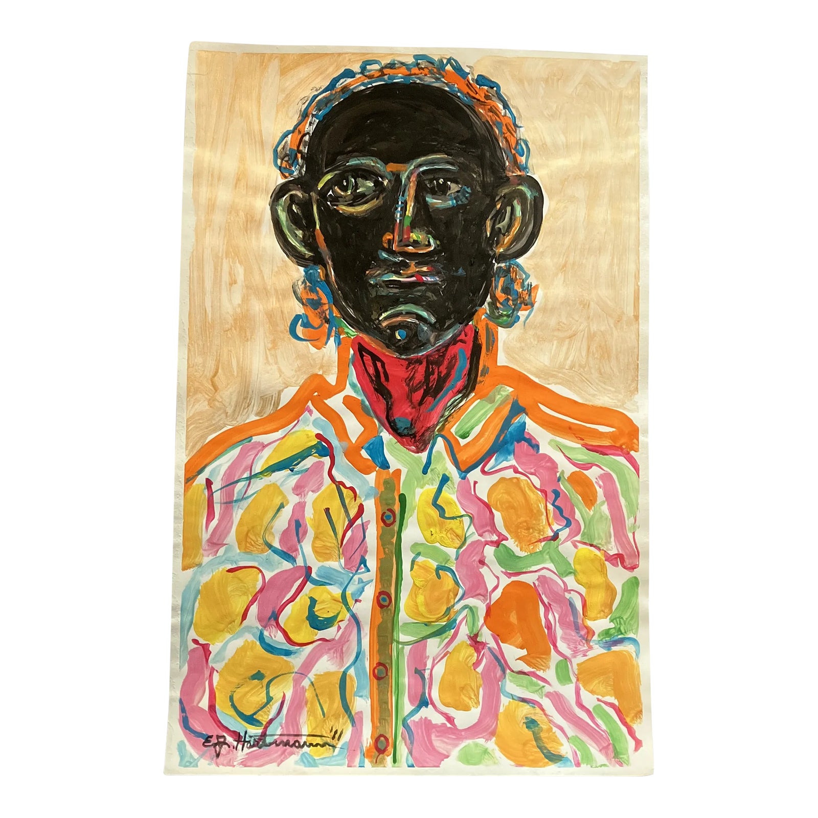 Contemporary Original E.J.Hartmann Abstract Portrait Painting Signed ...