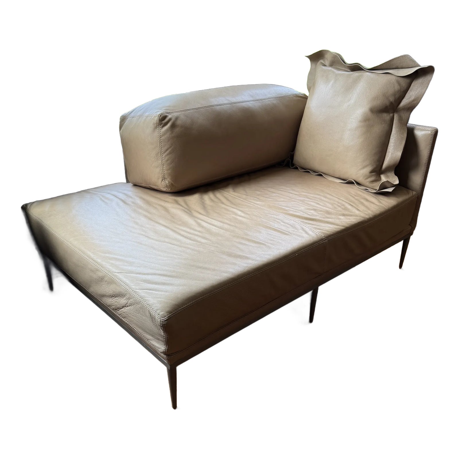 Verellen Attributed Jackson Chaise in Dune Leather | Chairish