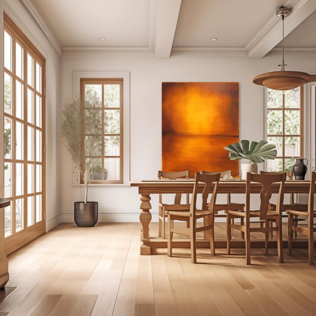 Meraki - Elegant Amber Abstract Landscape Oil Painting Original Artwork ...