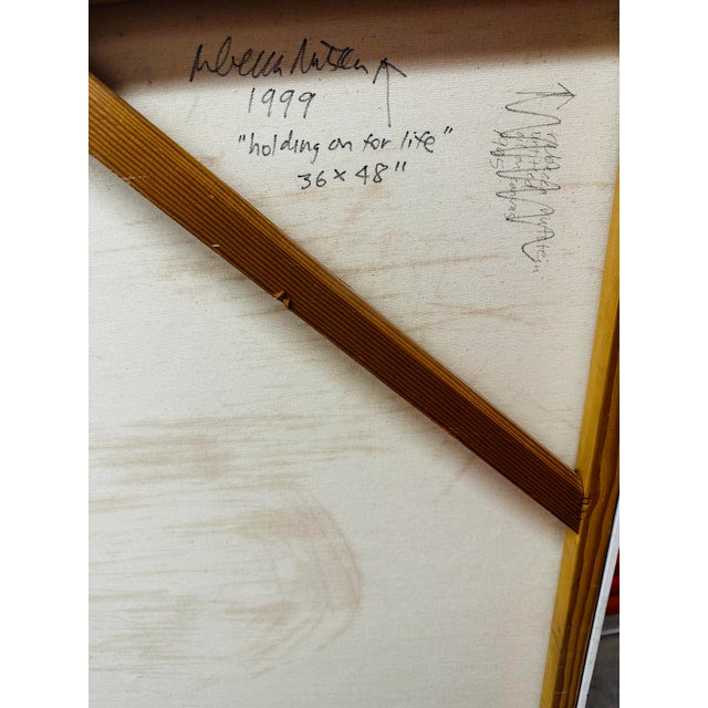 Rebecca Rutstein 1999 Artist Signed Painting Oil on Canvas “Holding on ...