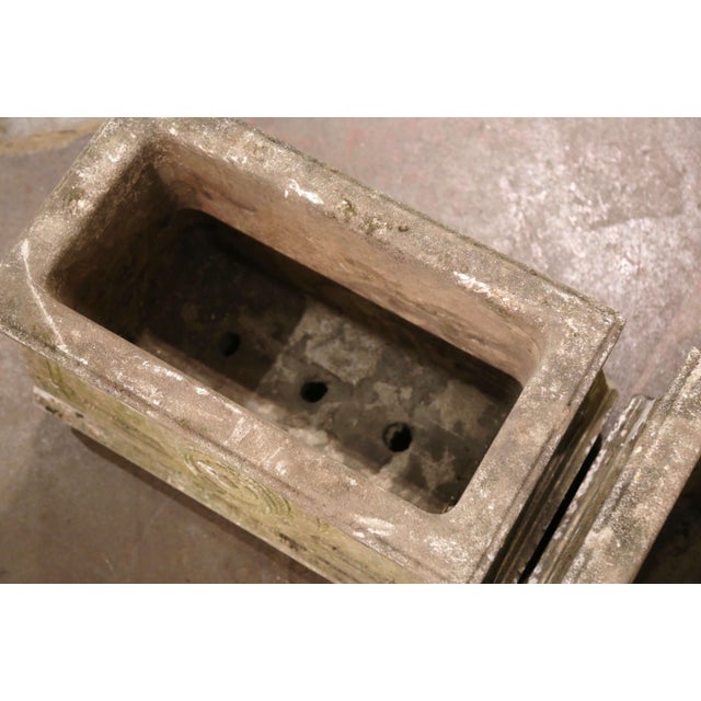 Pair of 19th Century French Weathered Verdigris Carved Outdoor Stone ...