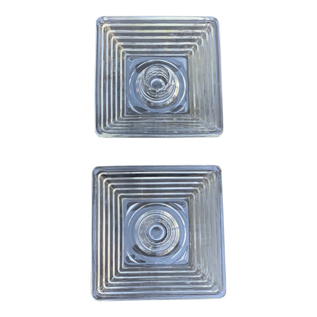 Anchor Hocking Art Deco Manhattan Candlesticks - a Pair | Chairish