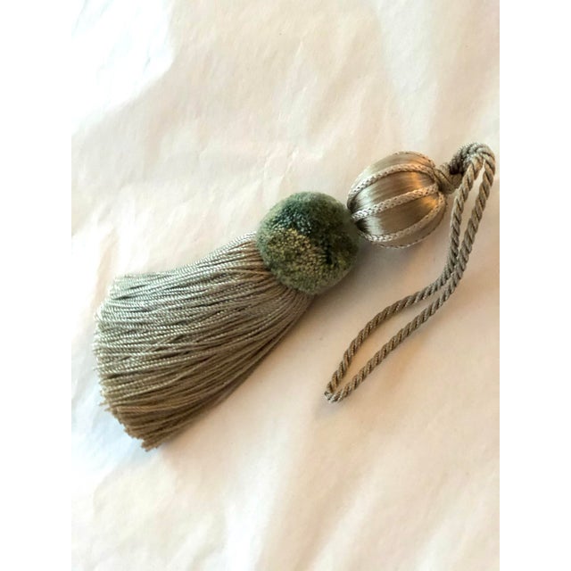 Sage & Taupe Beaded Key Tassel - 4.5" | Chairish