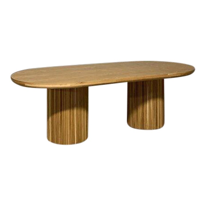 Double Reeded Pedestal Dining Table by Vintage on Point | Chairish