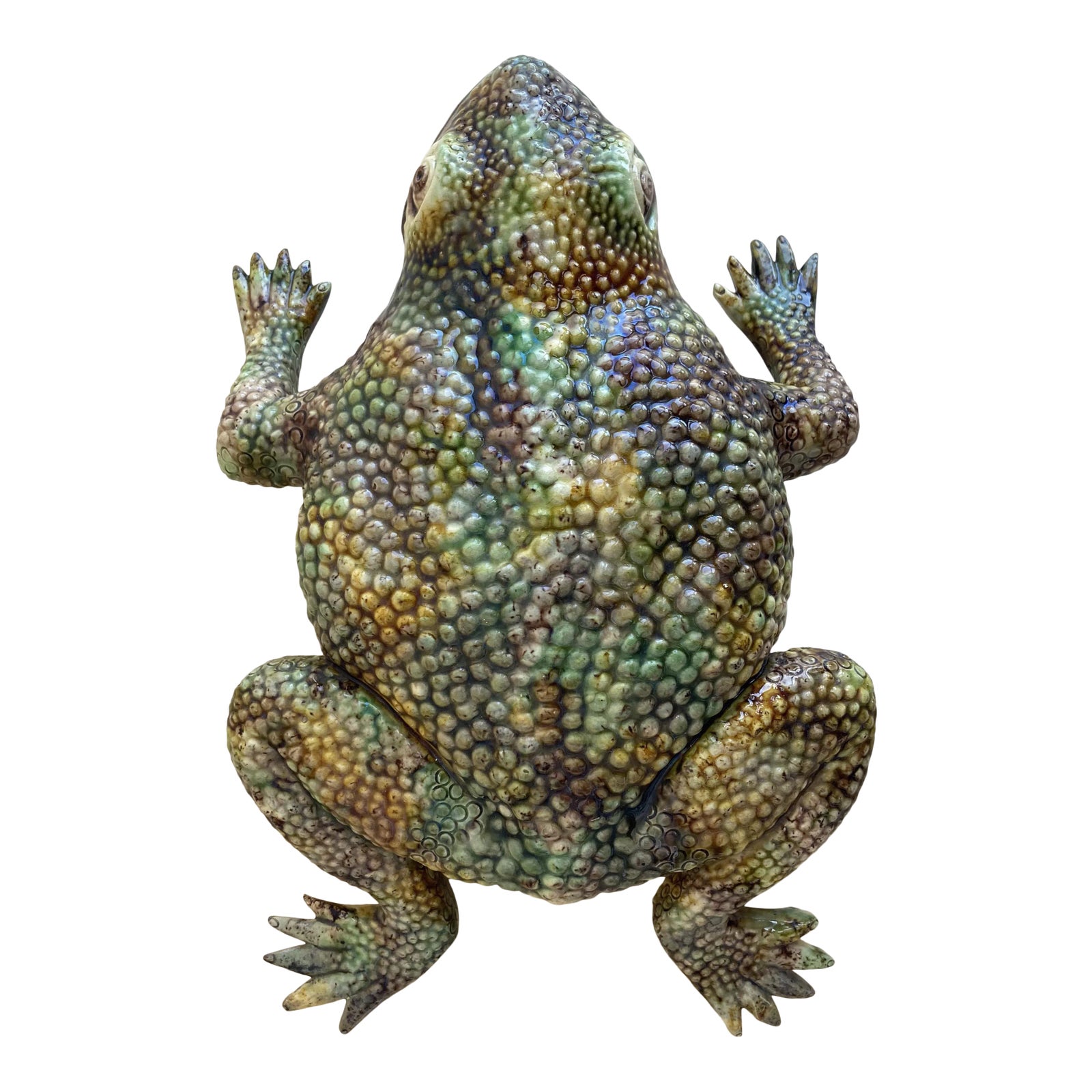19th Century Life-Size Majolica Palissy Toad Figure, Portuguese | Chairish
