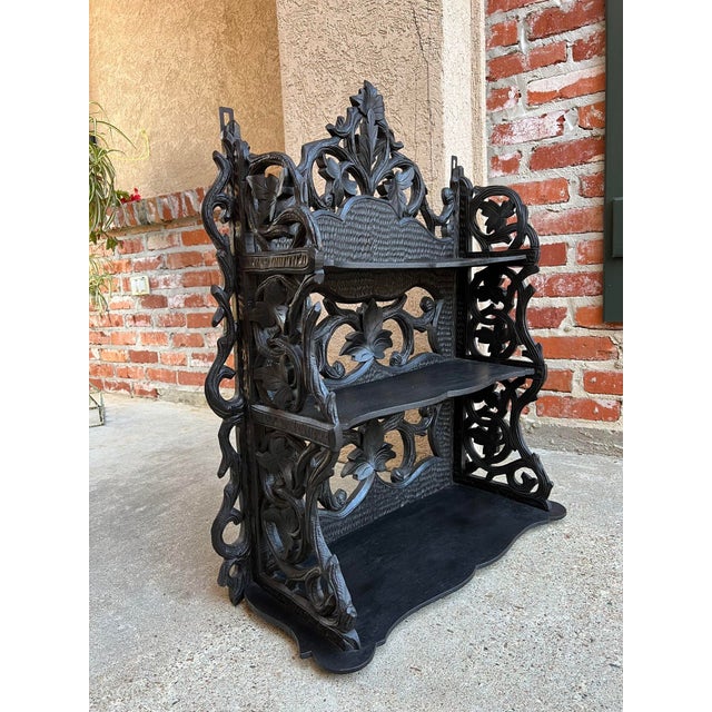 Antique European Black Forest Carved Wall Shelf Plate Display Rack ...