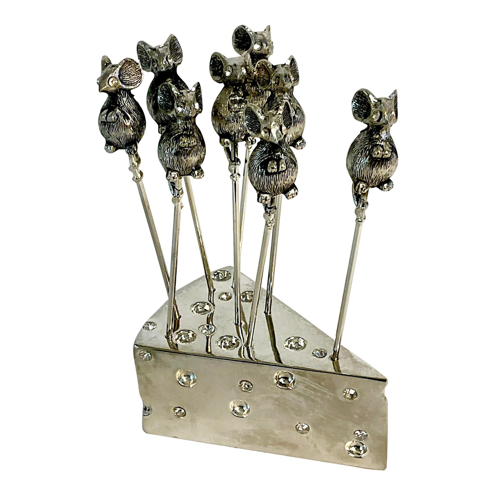 Vintage Hollywood Regency Silver Plate Swiss Cheese & Mice Appetizer ...