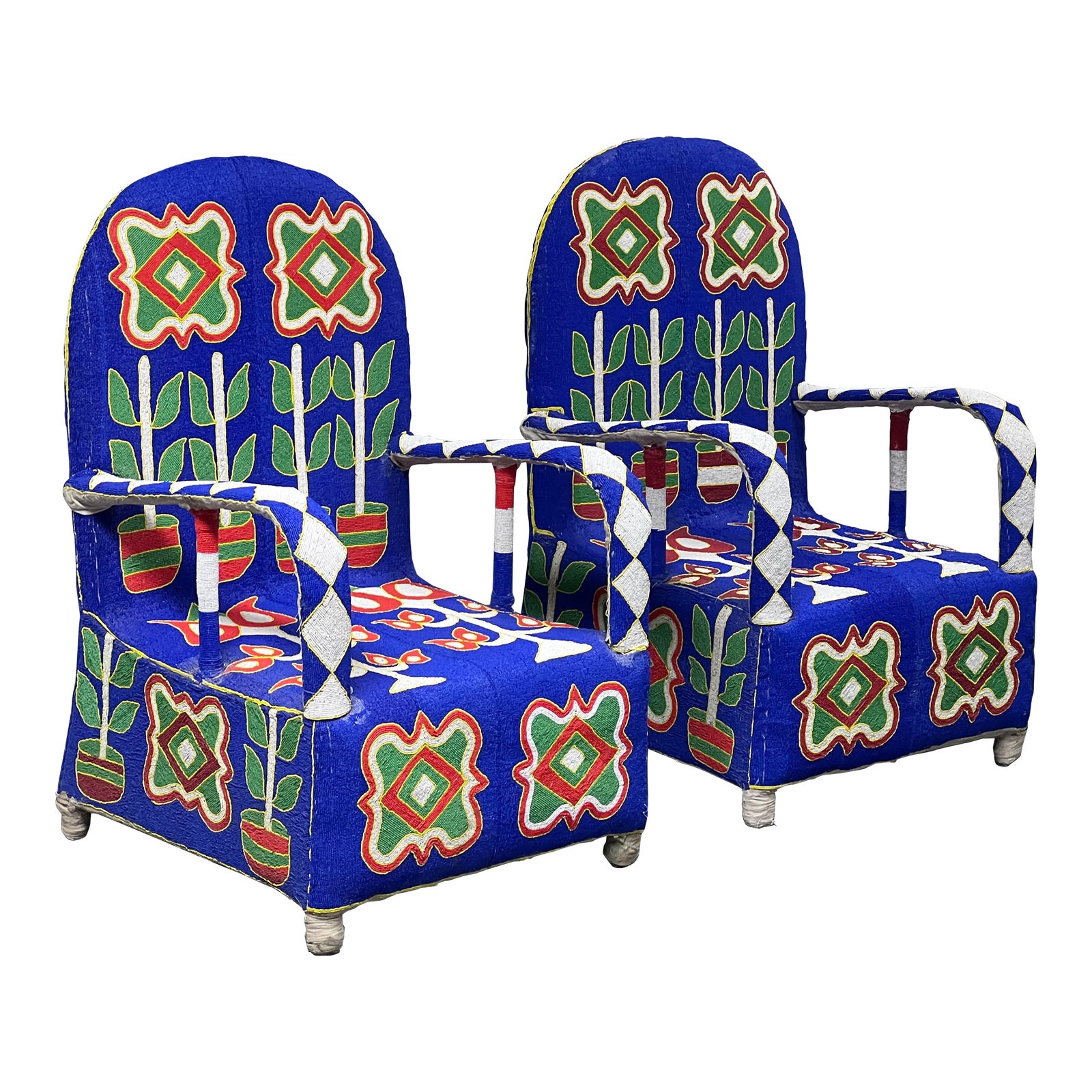 Nigerian Yoruba Tribal Hand Beaded Chairs From Luingisa African Gallery ...