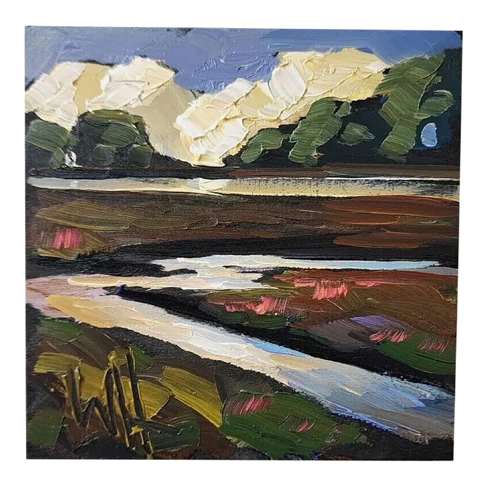 Impressionist River Landscape Oil Painting by Hawkins | Chairish