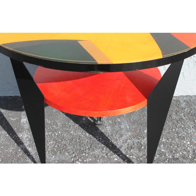 1970's Memphis Style Multi Color 2 Tiered Accent/ Side Table | Chairish