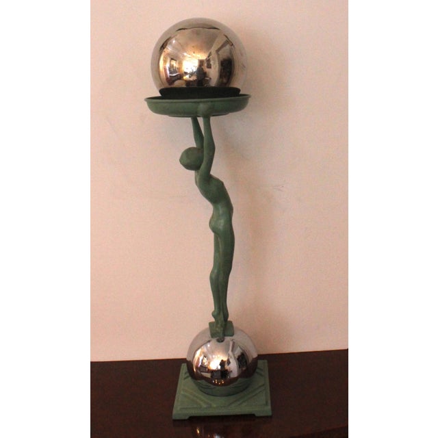 1930s Art Deco Frankart Greenie Lady Ashtray Stand With 2 Polished ...