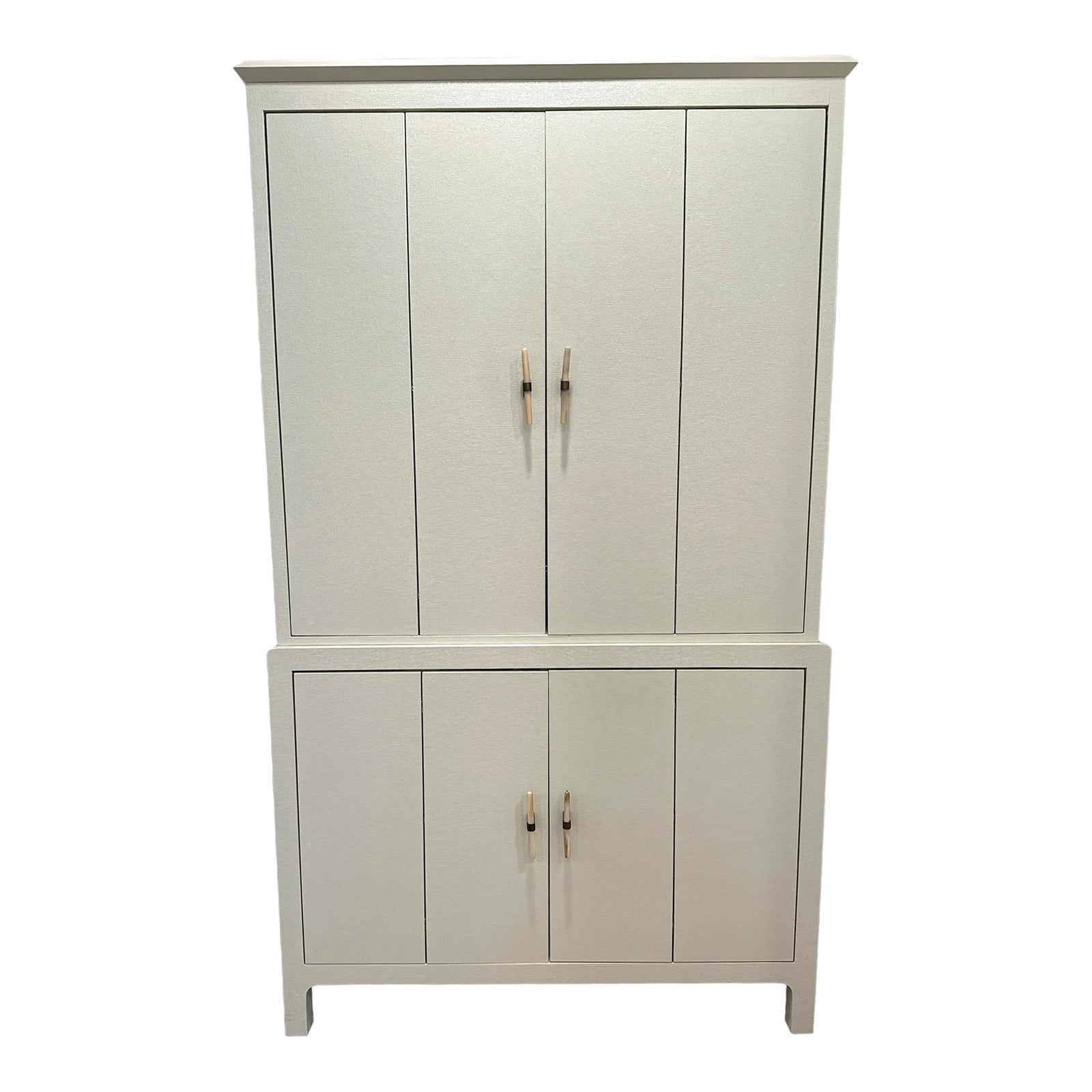 Linen Wrapped Cabinet W" Ochre Pulls | Chairish